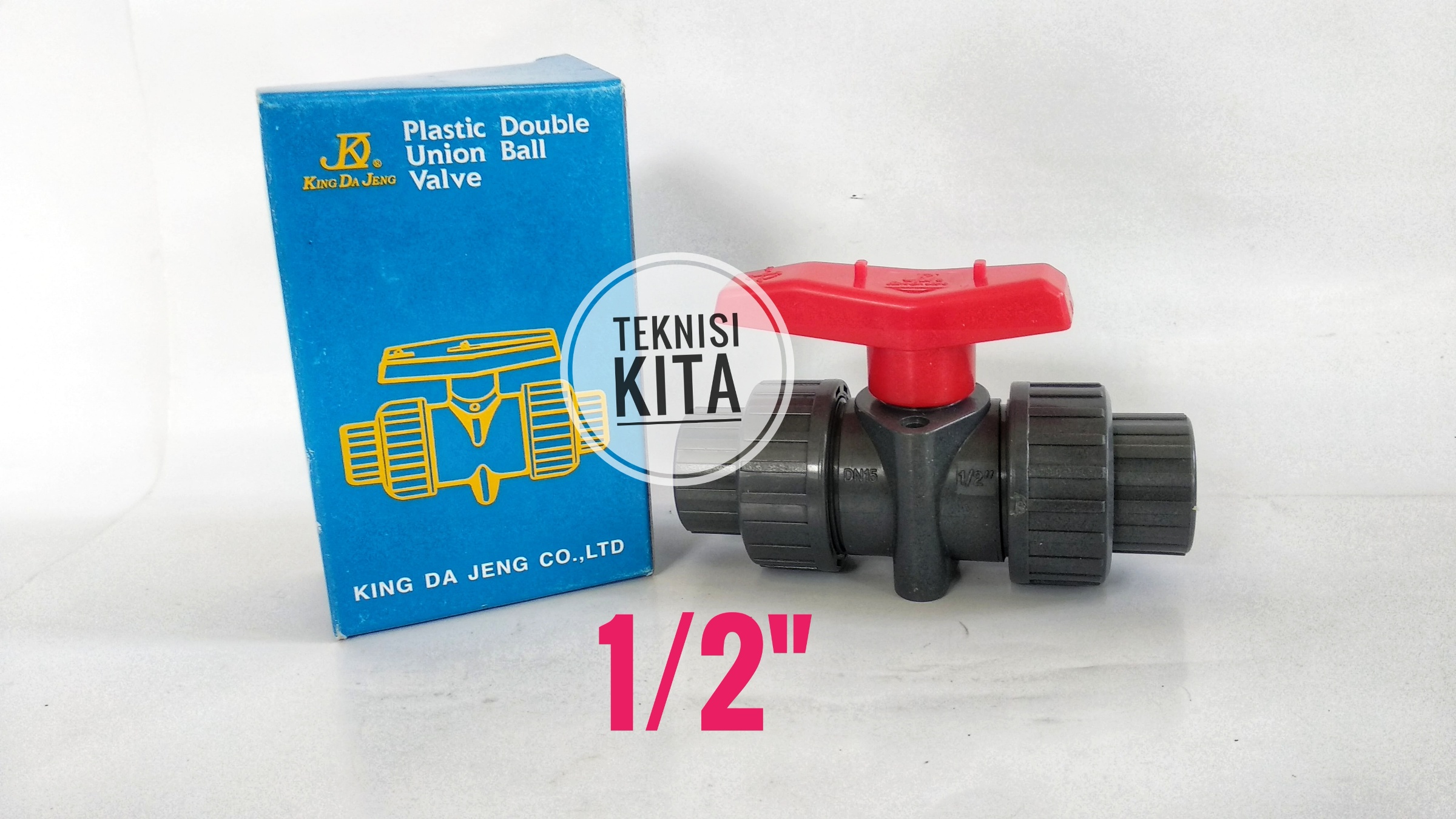 1/2" inch PVC KDJ Double Union Ball Valve Stop Keran Drat Dalam - Toko ...
